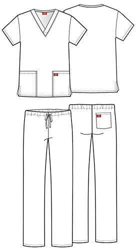 Dickies Men & Women Top and Pant Scrubs Set Plus Size DKP520C, 3XL, Ciel