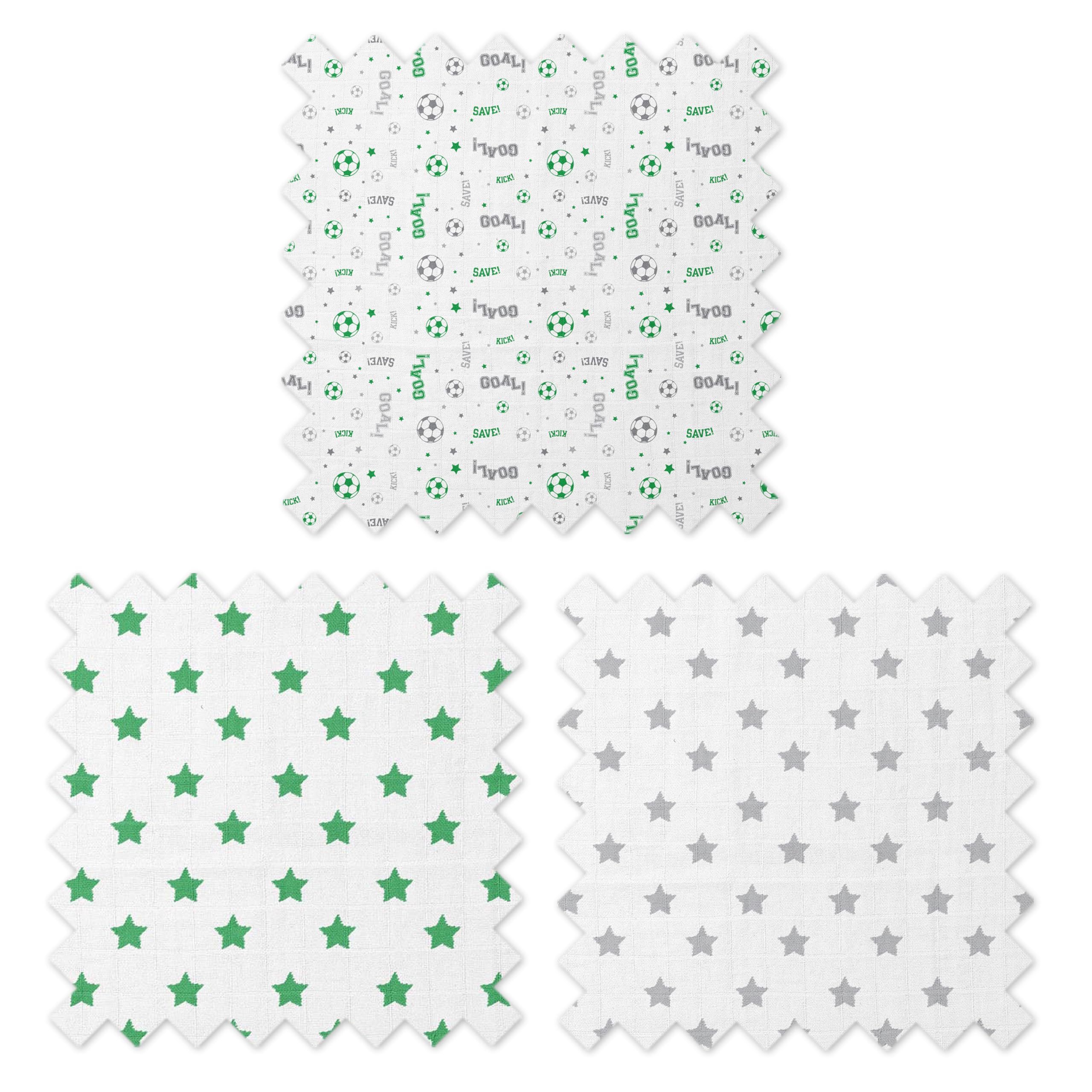 Bacati Soccerball Green/Grey Muslin Quilted Changing Pad Cover