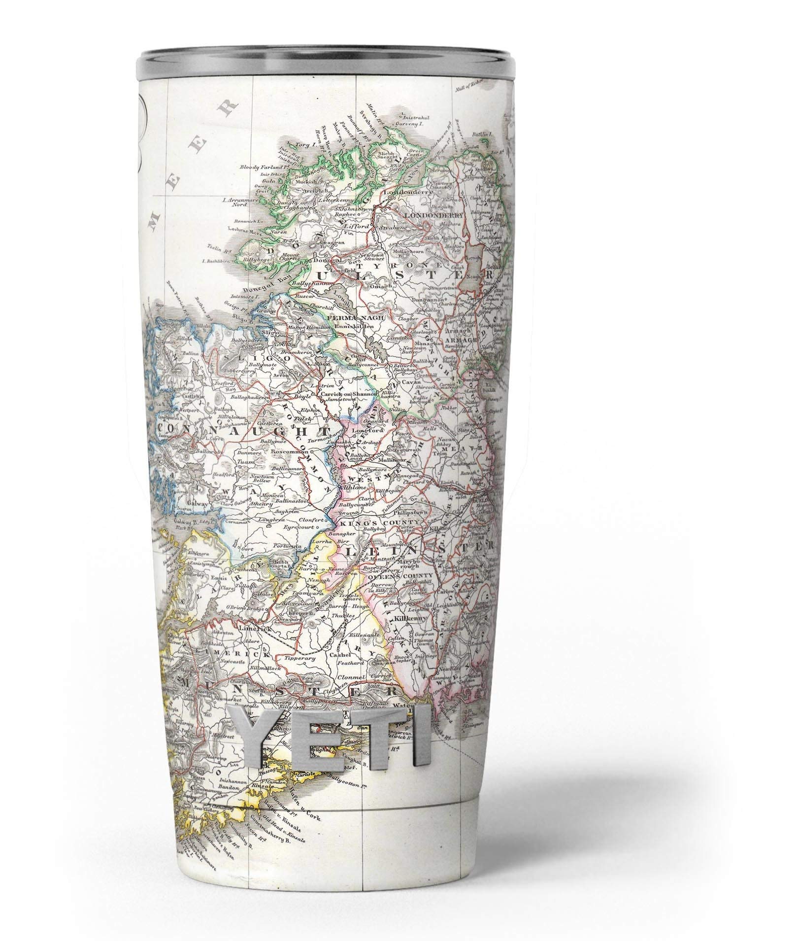 Design Skinz The Vintage Ireland Map - Skin Decal Vinyl Wrap Kit Compatible with The Yeti Rambler Cooler Tumbler Cups
