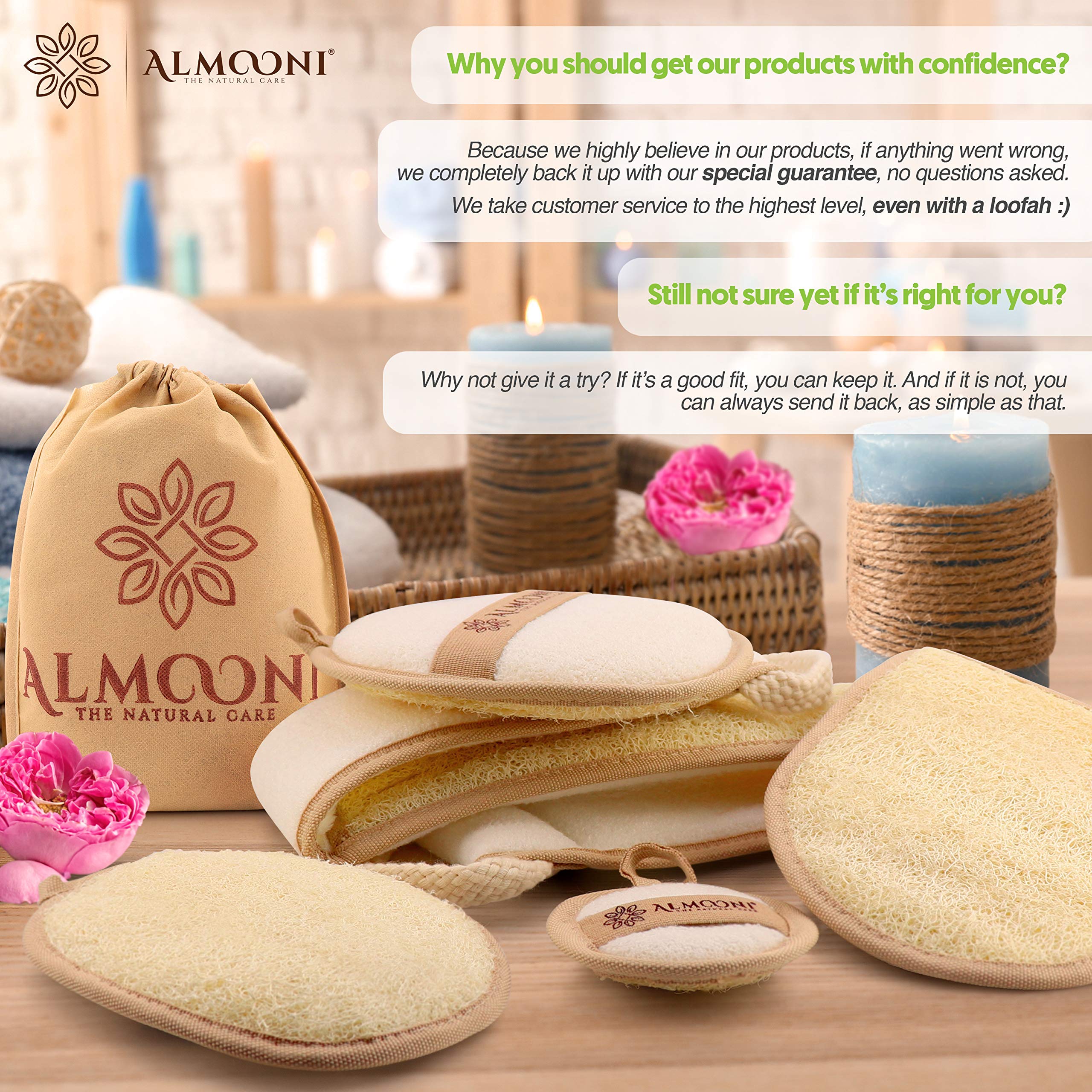 Premium Exfoliating Loofah Pad Body Scrubber, Back Scrubber and Facial Loofah Bundle, Made with Natural Egyptian Loofah Sponge That Gets You Clean, Not Just Spreading Soap