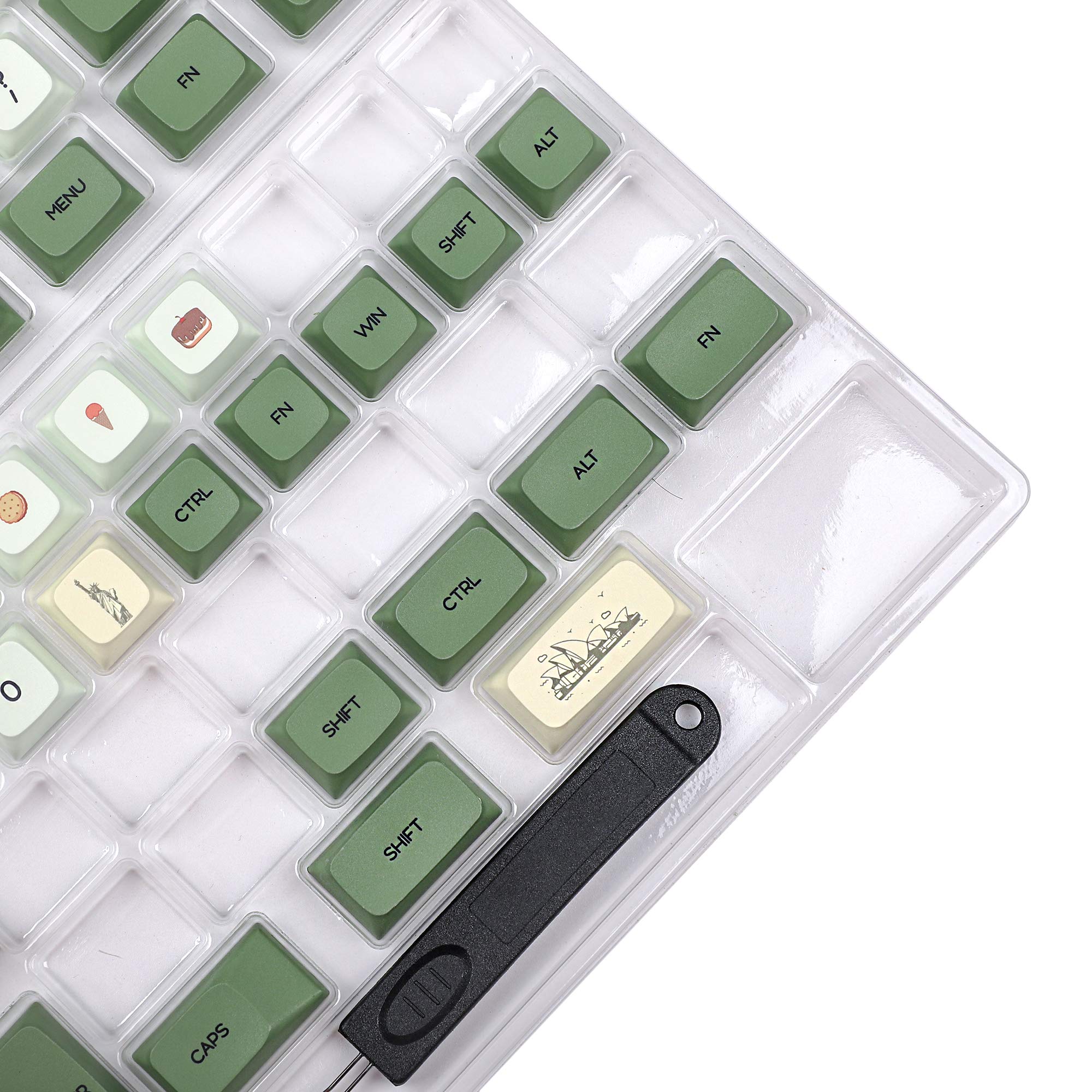 Matcha Dye Sub ZDA PBT Keycap Similar to XDA Japanese Korean Russian for MX Keyboard 104 87 61 Melody 96 KBD75 ID80 GK64 68(Only Keycap) (Matcha English Base Kit)