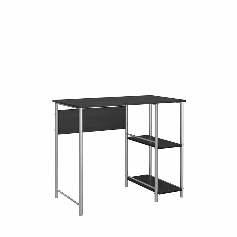 Ameriwood Home Mainstays Basic Metal Student Computer Desk in True Black Oak
