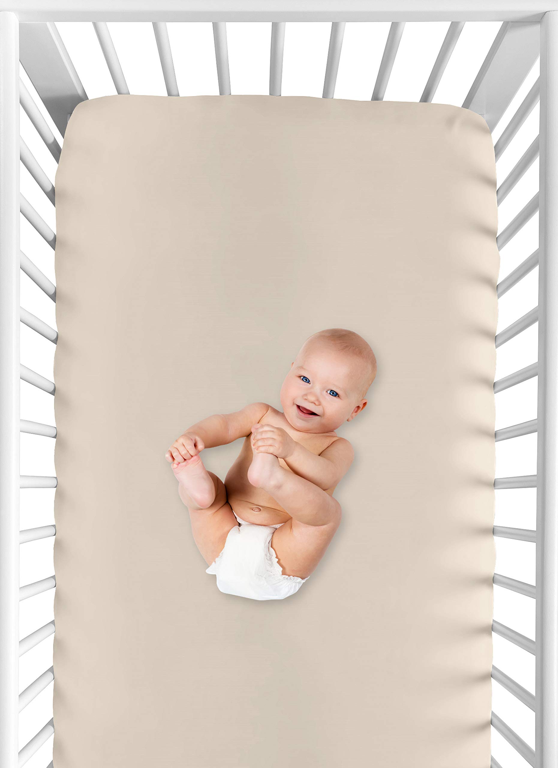 Sweet Jojo Designs Taupe Girl or Boy Fitted Crib Sheet Baby or Toddler Bed Nursery - Solid Color Cotton Gender Neutral for Boho Desert Sun Mountain Collection