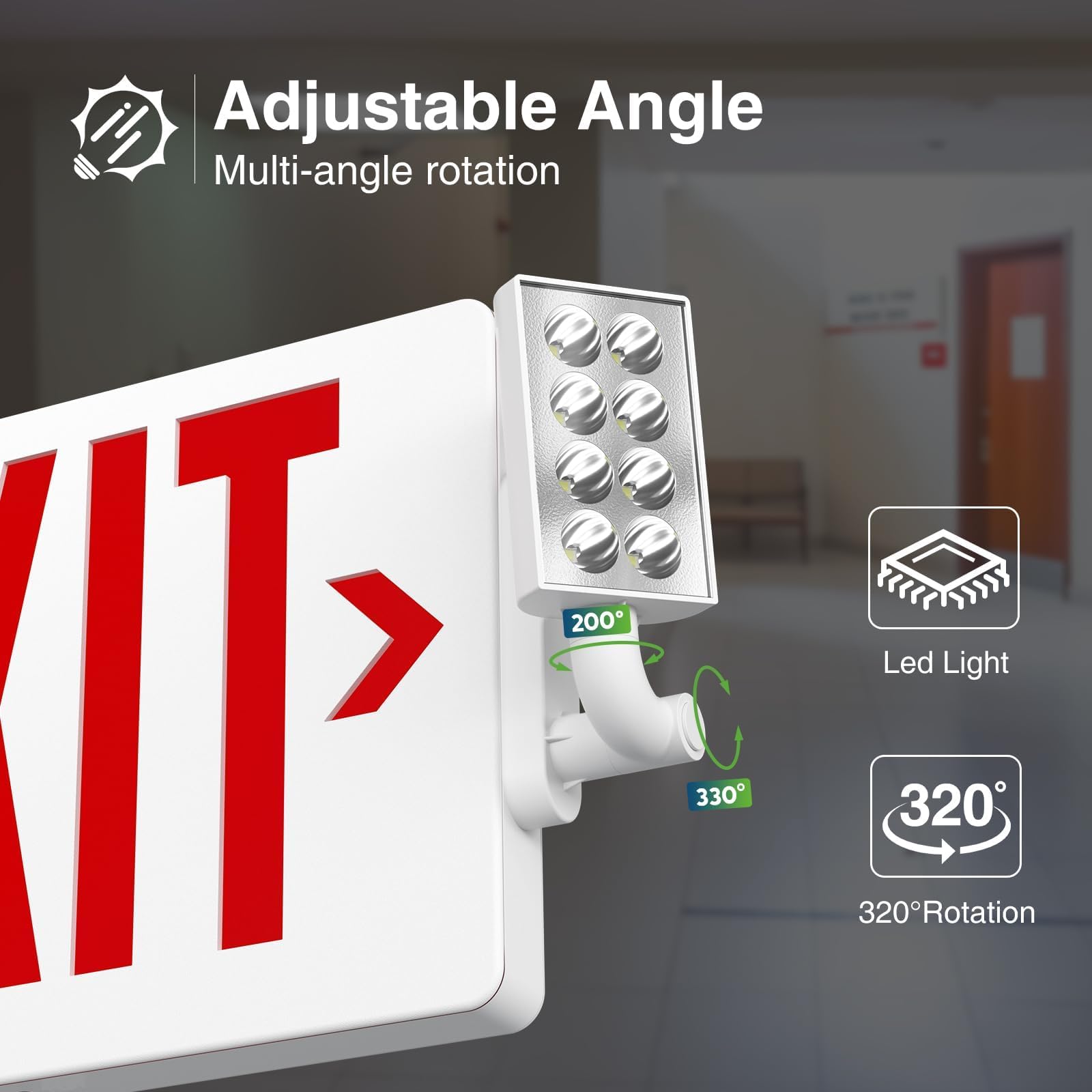 FREELICHT 6 Pack LED Double-Sided Exit Sign with Emergency Lights,Adjustable LED Emergency Exit Lights with Battery Backup,Exit Sign for Business,Hard Wired,UL Certified,AC 120/277V,