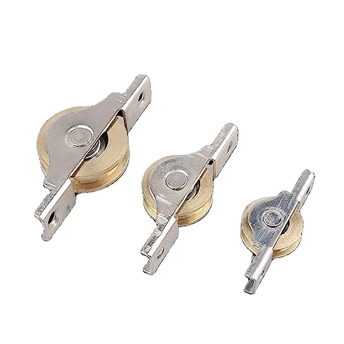 Bathroom Kitchen Sliding Door Roller Wardrobe Copper Runners Window Caster Wheel Pulley for Cabinet Furniture Hardware 2Pcs (Color : A1)
