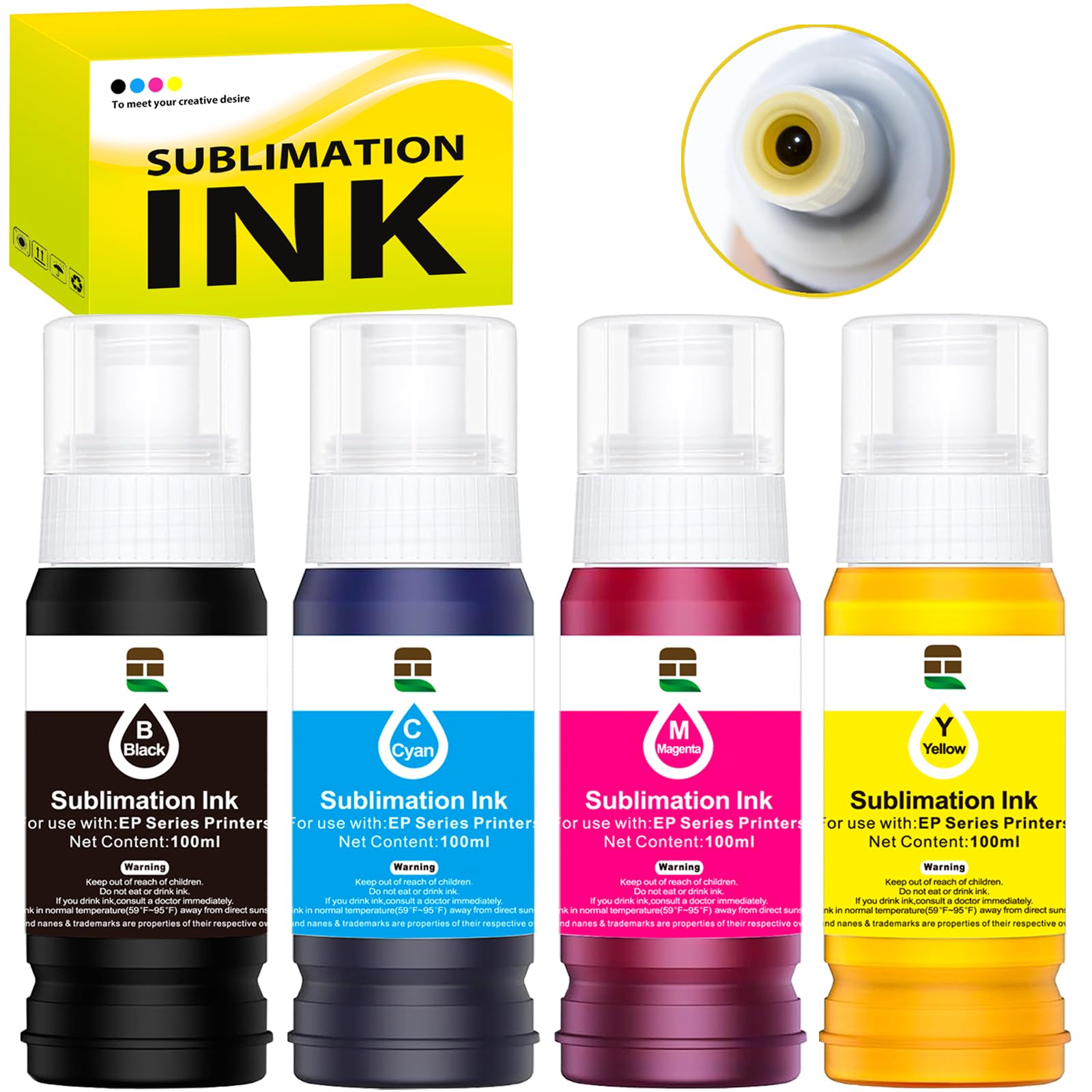 lexmate 400ML Autofill Sublimation Ink Compatible for Epson ET-2800 ET-2850 ET-4850 ET-3850 ET-2400 ET-3830 ET-2760 ET-15000 ET-4800 Inkjet Printers, Heat Press Transfer on Mugs T-Shirts