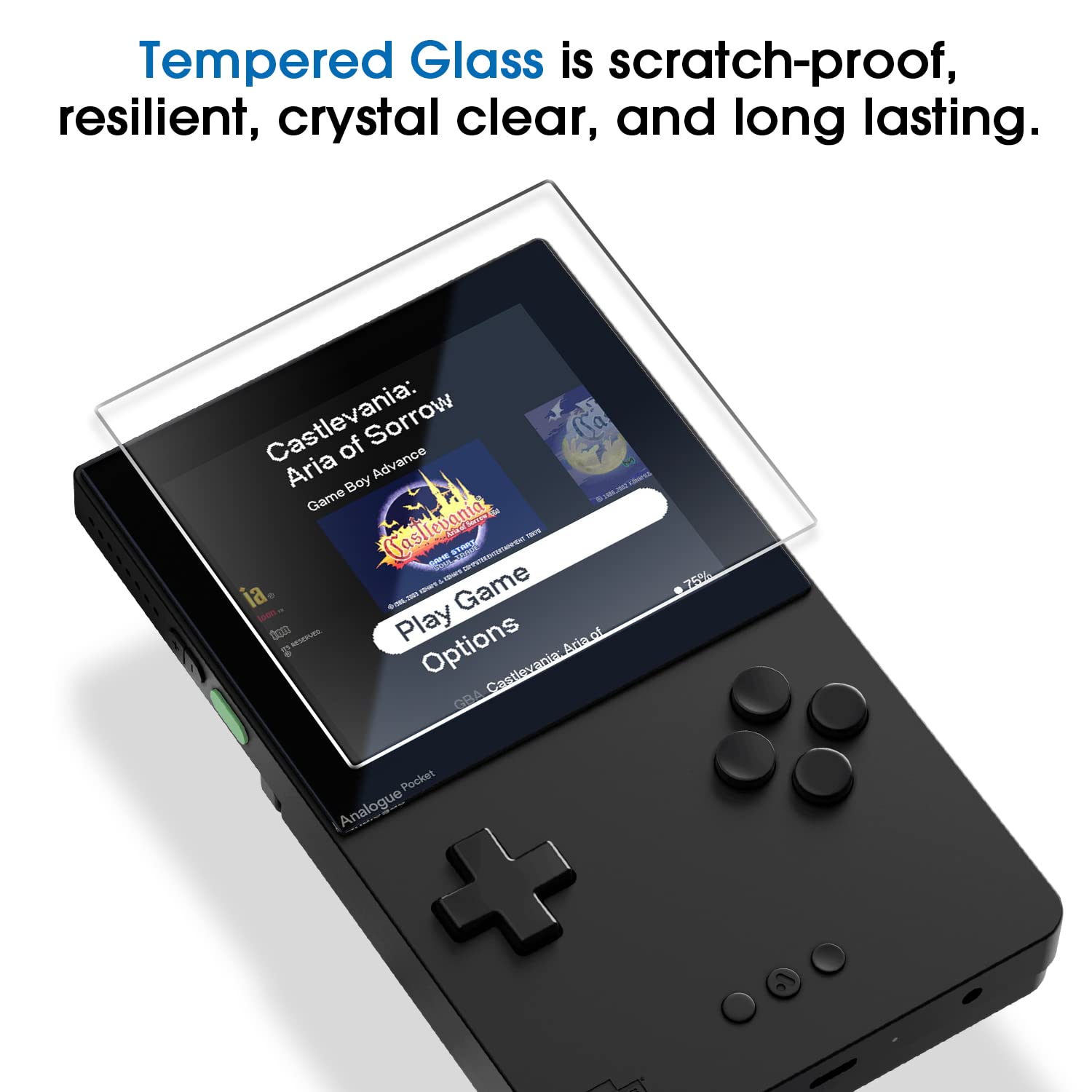 amFilm Screen Protector Compatible with analogue pocket, Anti-Scratch,Easy Installation, Tempered Glass, 2 Pack