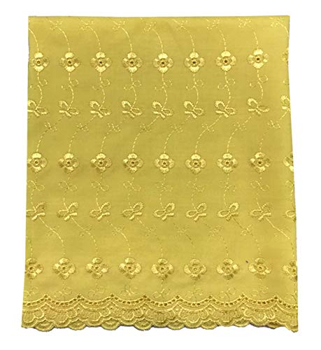 AMORNPHAN Set of Daisy Floral Flower Embroidered Eyelet Lace 100% Cotton Quilting Fabric for Patchwork Needlework DIY Handmade Sewing Crafting Decor Face mask Precut 18x22 Inches (Set of 7 Pieces)