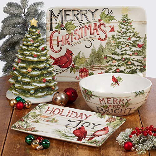 Certified International Evergreen Christmas Rectangular Platter 16",