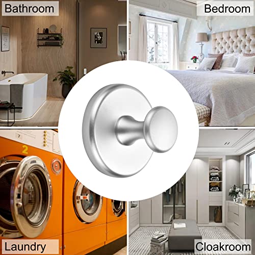 Bathroom Towel Hooks ,Aluminum Coat Robe Hangers,Tape or Screw Install, Heavy Duty Wall Hooks, Wall Mounted Shower Hooks for Clothes Hanging Bathroom Kitchen,2 Packs-Silver Matte Finish