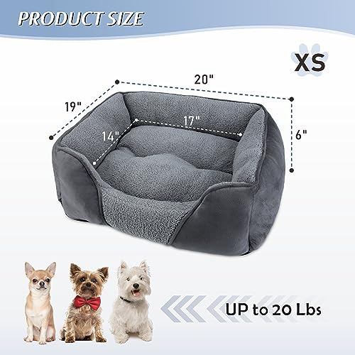 AIPERRO Dog Bed,Small Dog Beds,Cozy Small Pets Friendly Design Machine Washable Rectangle Cat Bed,Orthopedic Calming Dog Sofa Bed Soft Sleeping Puppy Beds,Breathable Cuddler and Nonskid Bottom 20x19