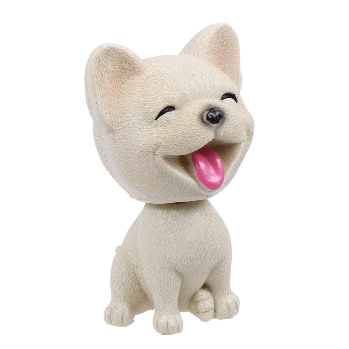 Amosfun Dashboard Nodding Heads Bobble Head French Bulldog Dog Car Dash Puppy Simulation for Car Vehicle Cake Decoration Decor Home Decorative