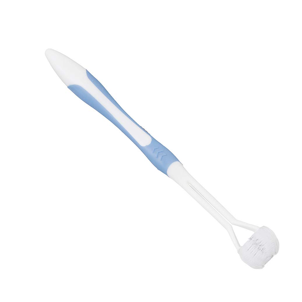 GOMYIE 3 Sided Toothbrushs Adult Child Manual Toothbrushes Soft Bristle Tooth Brush(Blue)