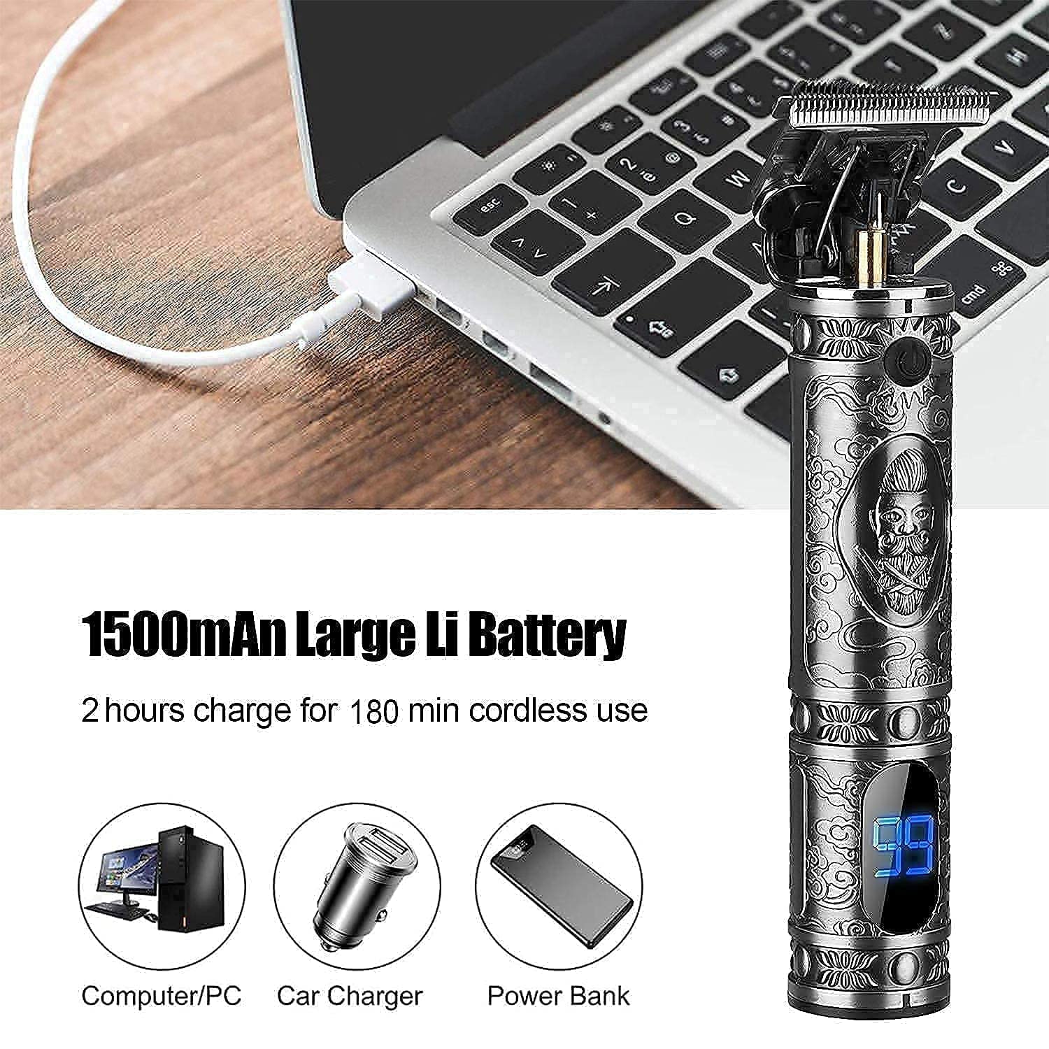 Professional Haircut Clippers and Trimmers Set, Suttik Cordless Ornate Hair Clippers for Men, Barber Clippers for Hair Cutting Kit with T-Blade Beard Trimmer Set, Knight, LED Display