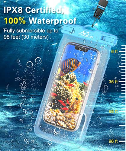 MoKo Floating Waterproof Phone Pouch [2 Pack], Floatable Phone Case Dry Bag with Lanyard Compatible withiPhone 14 13 12 11 Pro Max X/Xr/Xs, SE 3, Samsung S21/S20/S10/S9/S8, Sky Blue+Mint Green