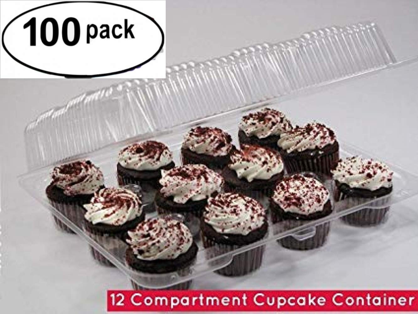 case of 100 12 Compartment Cupcake Container with Hinged Lid Clear 12 cavity cupcake container disposable plastic cupcake boxes 12 Compartment Cupcake Containers