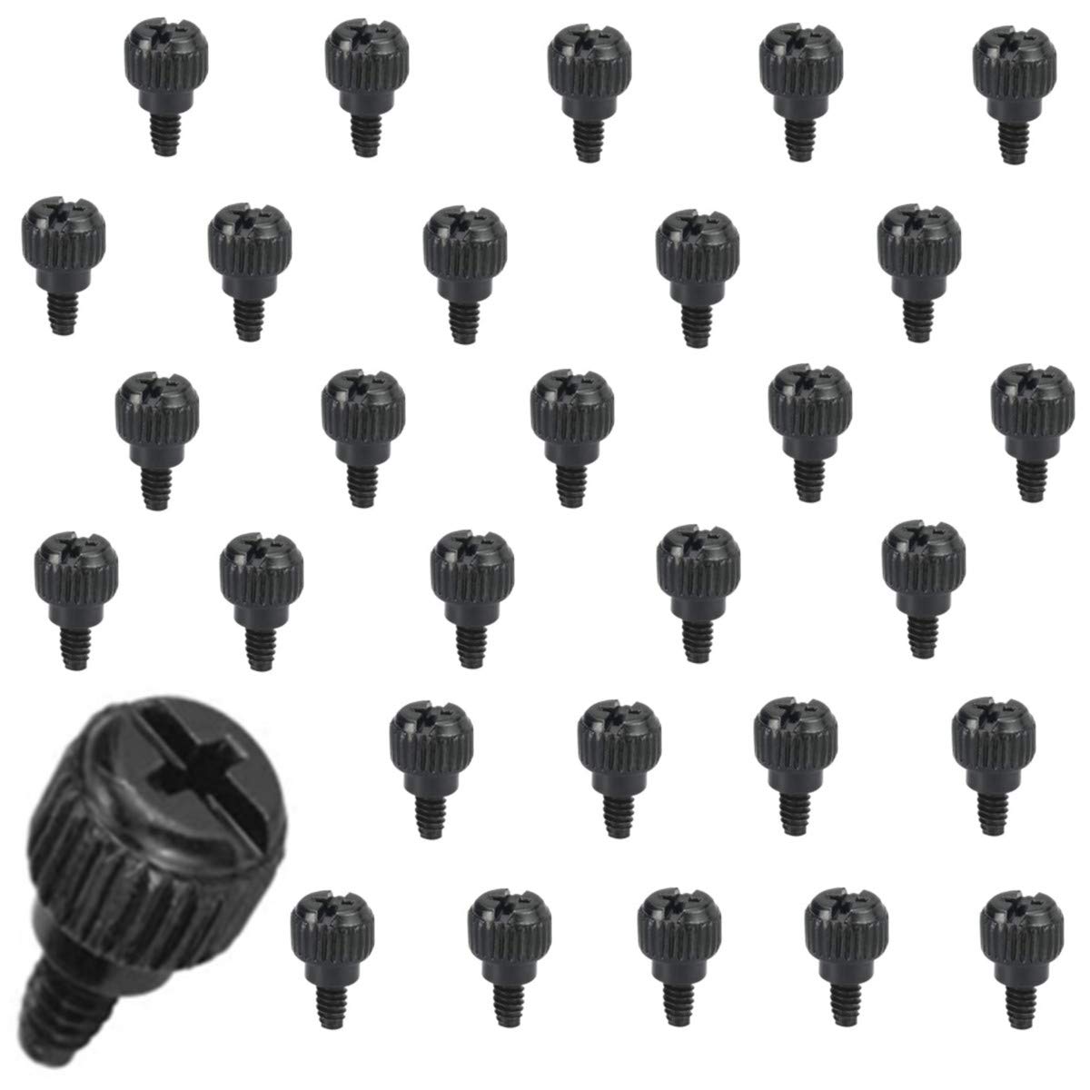 30 Pcs M3.5 Computer Case Thumb Screws #6-32x6mm Exquisite Craft Black PC Computer Case Metal Alloy Thumb Screw with Cross Recessed Head for Installing Cover