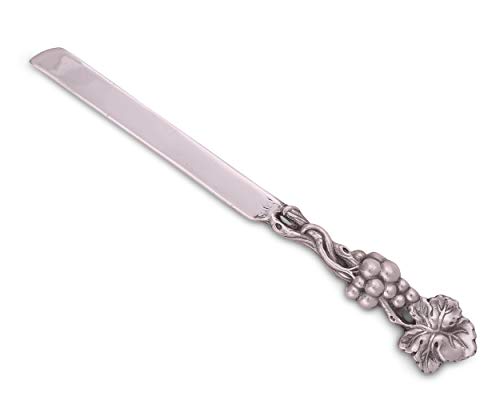 Arthur Court Metal Cake Knife Grape Pattern Sand Casted in Aluminum with Artisan Quality Hand Polished Tarnish Free 13.75 inch Long