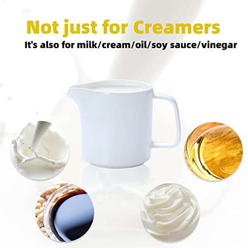 ONTUBE Ceramics Creamer,Porcelain Coffee Milk Creamer Pitcher with Handle for Home and Kitchen - 12OZ (White)