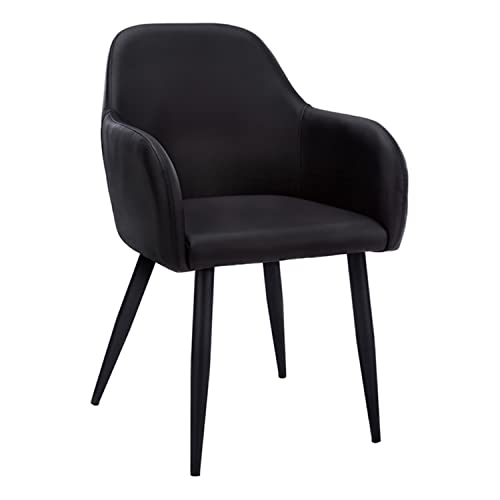Monarch Specialties 1193, Set of 2, Side, Upholstered, Kitchen, Room, Pu Leather Look, Metal, Contemporary, Modern Dining Chair, 17.5" L x 23.5" W x 33" H, Black| Black Legs
