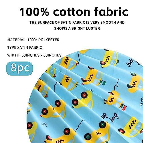 8PCS Cotton Quilting Fabric Bundles 100% Cotton Fat Quarters 20βx20β-Medium Weight- for DIY Crafts,Quilting, Sewing Project, Patchwork (Blue)