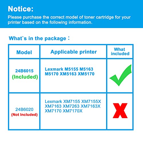 LCL Compatible Toner Cartridge Replacement for Lexmark 24B6015 35000 Pages M5155 M5163 M5170 XM5163 XM5170 (1-Pack Black)