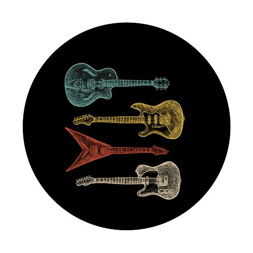 Distressed Retro Electric Guitars. Vintage Bass Guitar print PopSockets PopGrip: Swappable Grip for Phones & Tablets