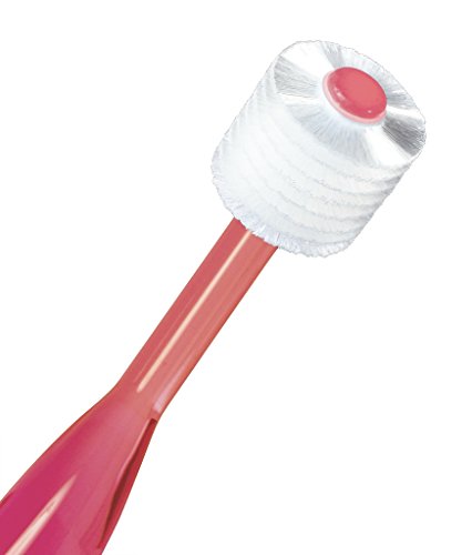 Brilliant Soft Bristle Toothbrush for Adults - Round Brush Head Micro-Fine, Rounded-Tip 360 Degree All Around Bristles, Sensitive Tooth Brush, Oral Hygiene Products, Red, 1 Count