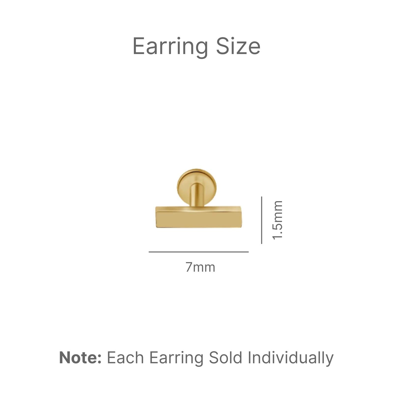 14K Solid Yellow Gold Bar Cartilage Stud Earring Lip Tragus Forward Helix Conch Ear Piercings Line Slim Bar Studs Flat Back Labret Internally Threaded Earring Jewelry For Men Women Hypoallergenic (Single Piece)