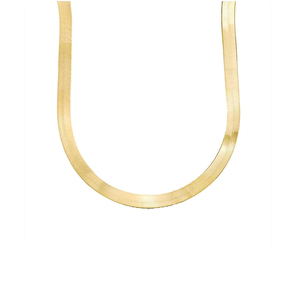 14K Solid Yellow Gold Herringbone Chain- High Polished 3mm Necklace - Chain All Size 16'' 24'' Inches Layering Necklace - New Year Jewelry (Width 9 MM, 18 Inches)