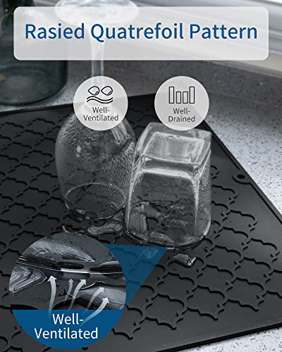 AMOAMI-Dish Drying Mats for Kitchen Counter Heat Resistant Mat Kitchen Gadgets Kitchen Accessories (16" x 24", BLACK)