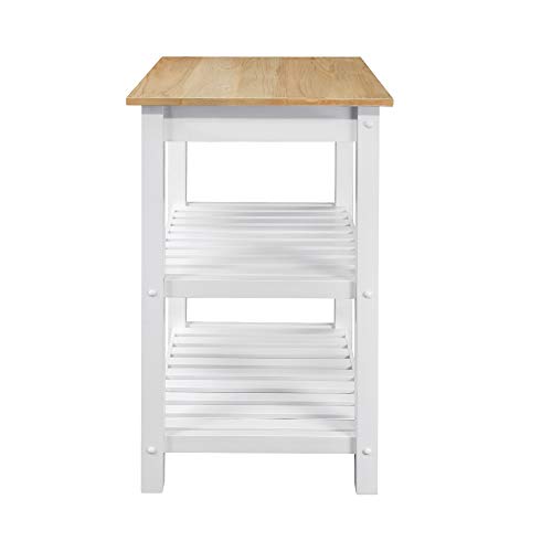 Casual Home Sunrise (Small) with Solid Harvest Hardwood Top Kitchen Island, 22.75"W, Natural&White