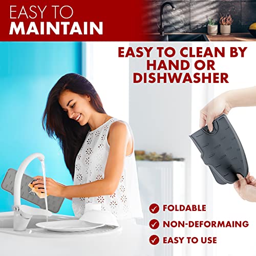 2 pcs Faucet Handle Drip Catcher - Silicone Faucet Splash Catcher Tray - Kitchen & Bathroom Faucet Sink Splash Guard Gray