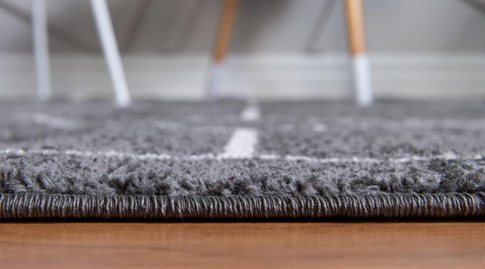 Unique Loom Trellis Frieze Collection Area Rug - Geometric (3' x 5' Oval, Dark Gray/ Ivory)