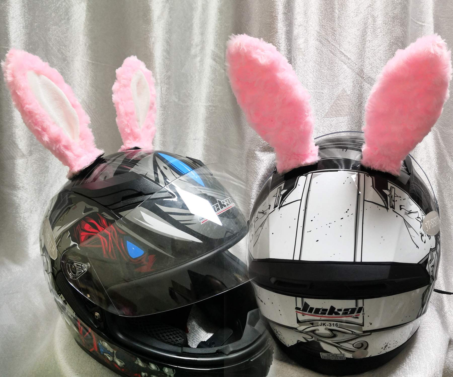 3T-SISTER Helmet Bunny Ear Women Girls Plush Rabbit Ear for Motorcycle Bicycle Ski Helmets Halloween Party Cosplay Wig Helmet Accessory Decorations Velcro Reusable Design (Pink) 2PCS