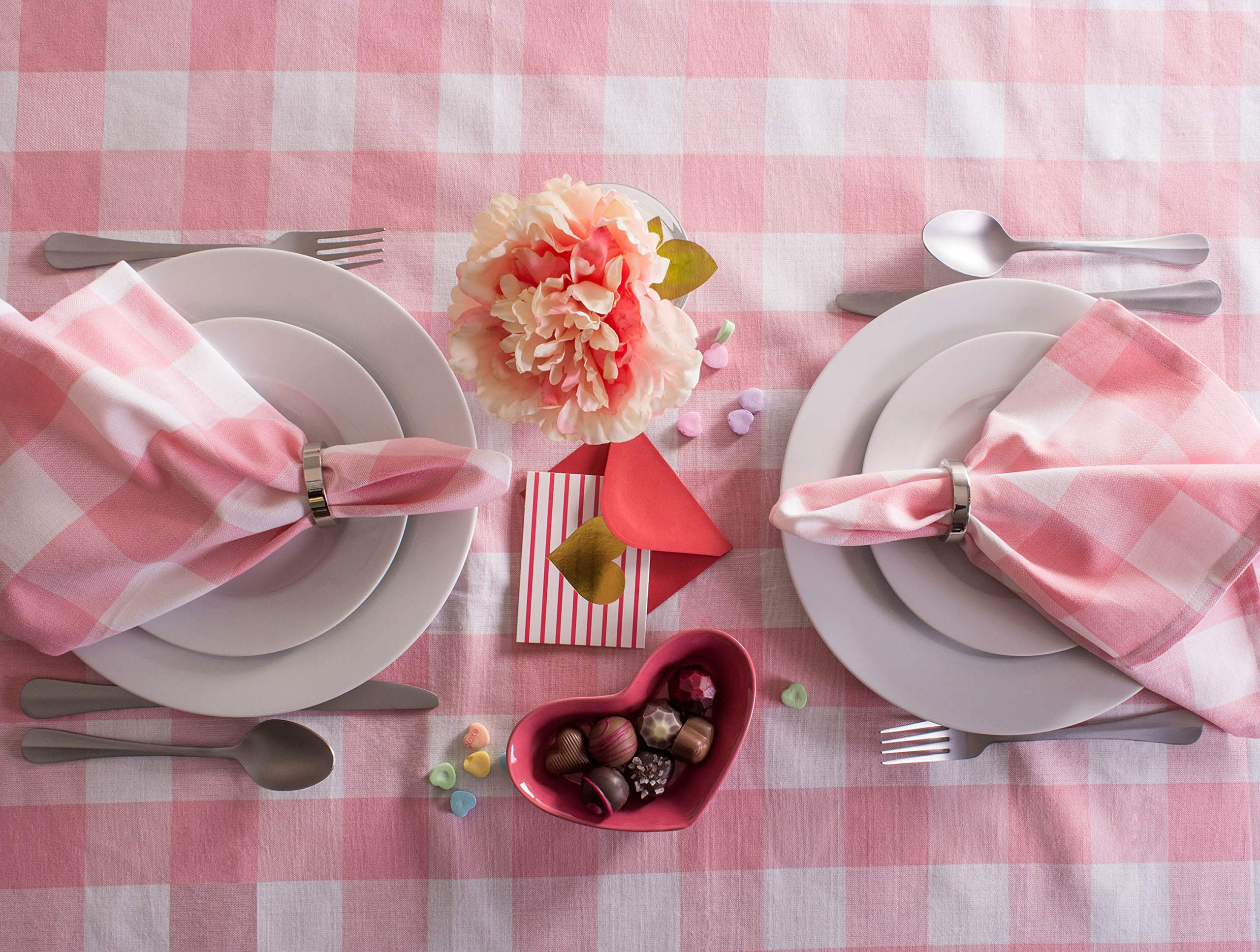 DII Buffalo Check Collection, Classic Farmhouse Tabletop Set, Napkin Set, 20x20, Pink & White, 6 Piece