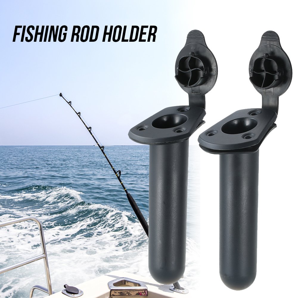 2 PCS Flush Mount Fishing Boat Rod Holder Bracket with Cap Cover Kayak Fishing Tackle Box Accessory Tool