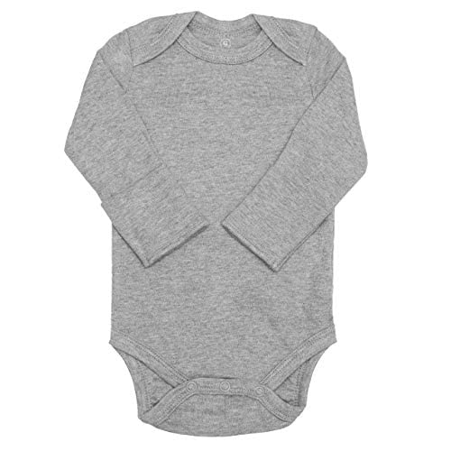 Goobie Baby Long Sleeve Classic Bodysuit Set with Fold-over Mitten Cuffs to Prevent Scratching, Soft 100% Cotton Onesie, Tagless Neck, 4 Pack (Gray, 3-6 Months)