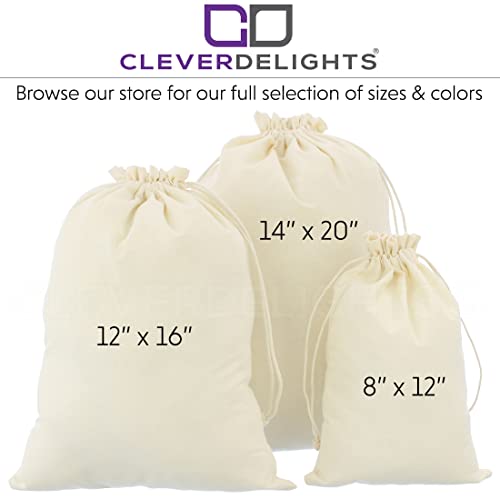 CleverDelights Cotton Bags - 12" x 16" - 10 Pack - Premium Muslin Drawstring Bag