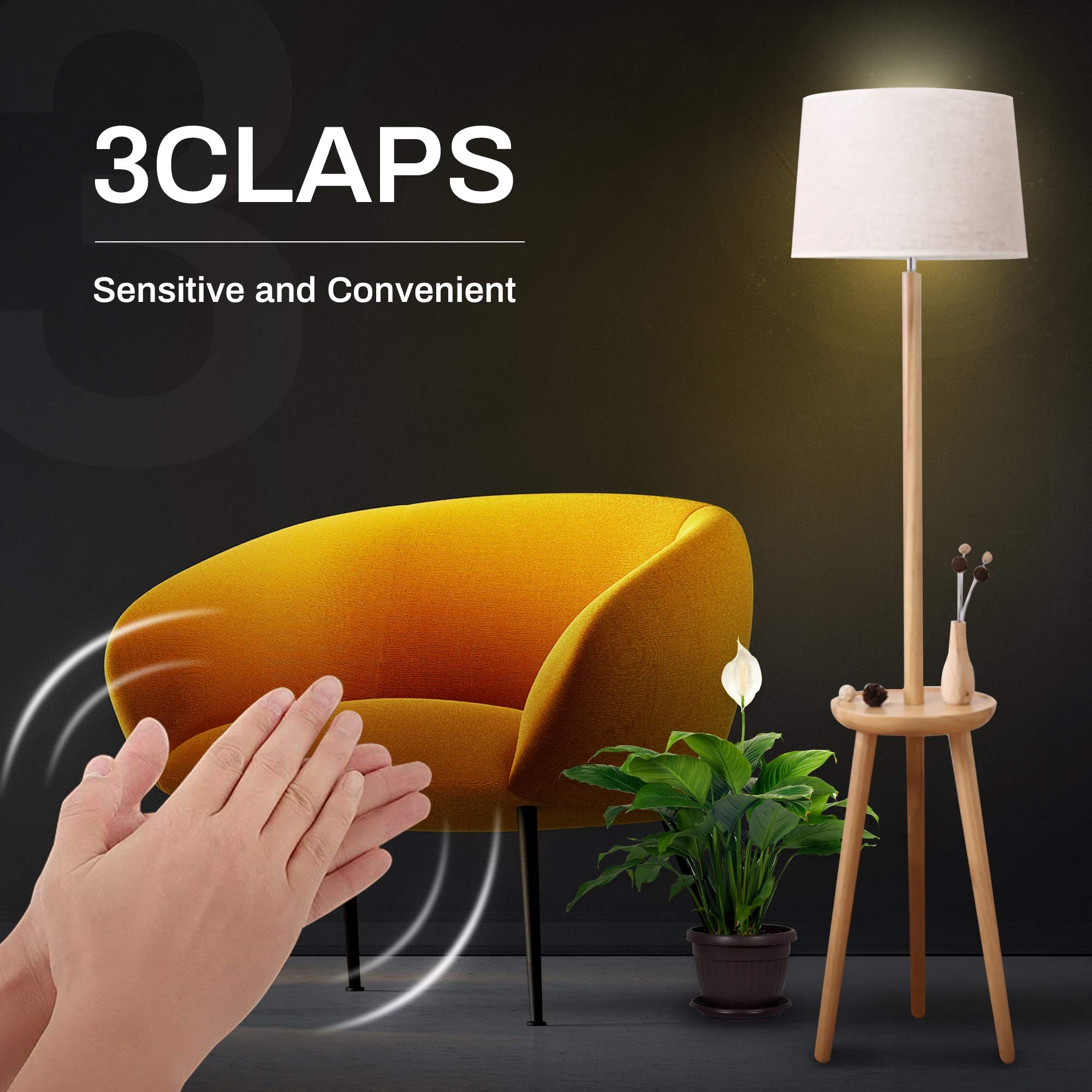 3 Claps ON/Off Remote Sound Control LED Light Bulb Perfect for Bedroom Table Lamp Upgrade, Sound Activated ON/Off Solution, Clap Detection, Smart Home, As Seen On TV, Soft White, 8-Watt