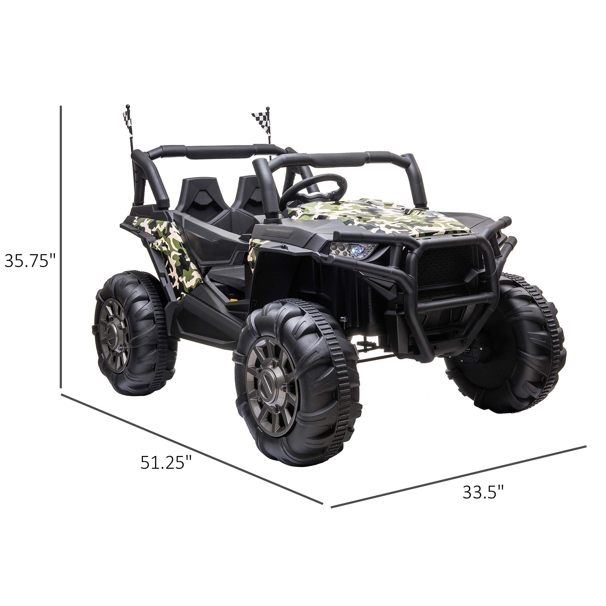 Aosom 12V Kids Ride On Car Electric Off-Road UTV Truck Toy with Parental Remote Control, Suspensions, USB, Bluetooth, 3 Speeds & 4 Motors, Camo Green