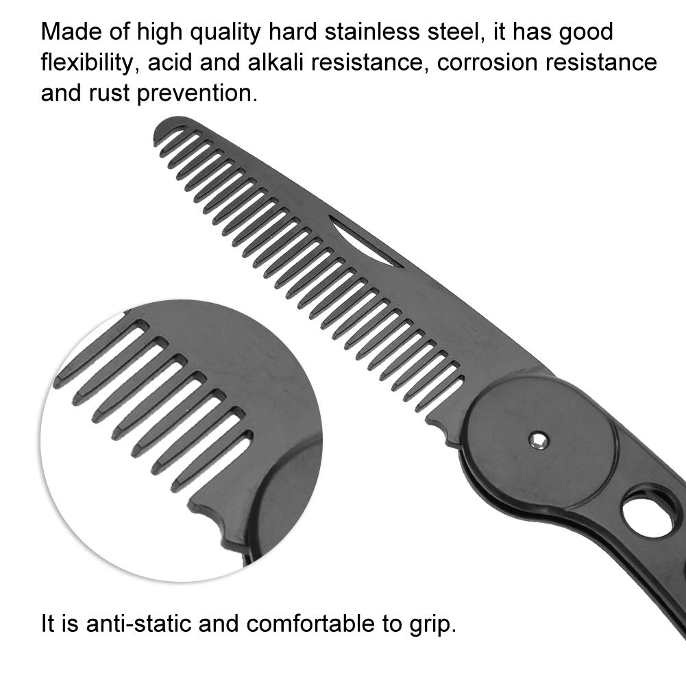 Men Mustache Beard Comb Stainless Steel Foldable Antioxidant Beard Comb for Travel and Daily Use Portable Shaving Comb with Opening Function