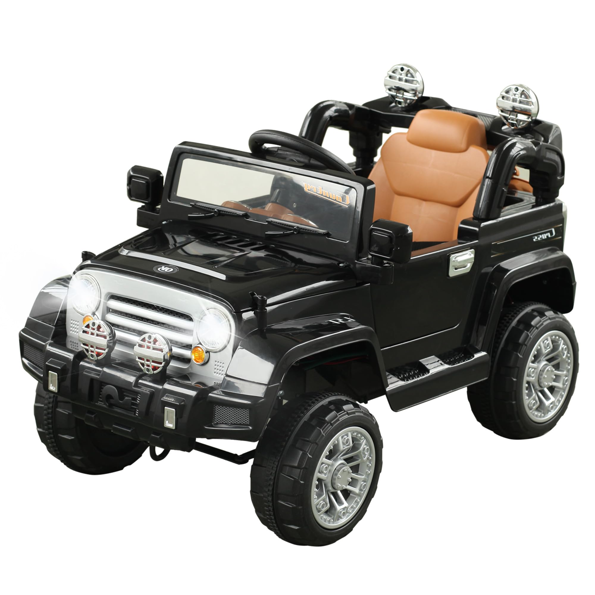 Aosom 12V Ride on Car, Off-Road Electric Car, Battery Powered Toy Car with MP3 Connection, Parent Remote, Steering Wheel, Working Horn, White