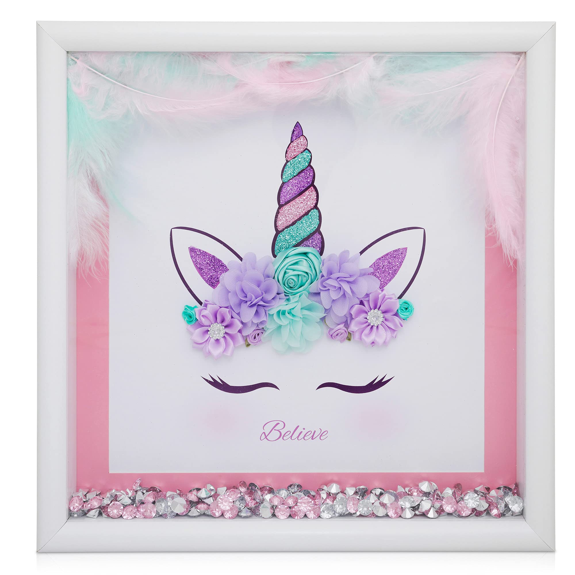 Amitié Lane DIY Unicorn Picture Craft Kit - Gifts for Girls - Create Your Own Wall Art Bedroom Decor with This Arts & Crafts Kit for Kids - Girls Toys and Birthday Gifts with Unicorns