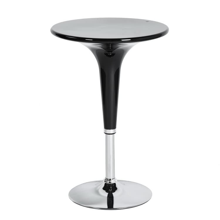 AMNOOL 24 Inch Round Bar Table High Cocktail Table Adjustable Height Margarita Cocktail Glass Shape with Round Metal Base for Living Room, Bar, Cafe (Black)