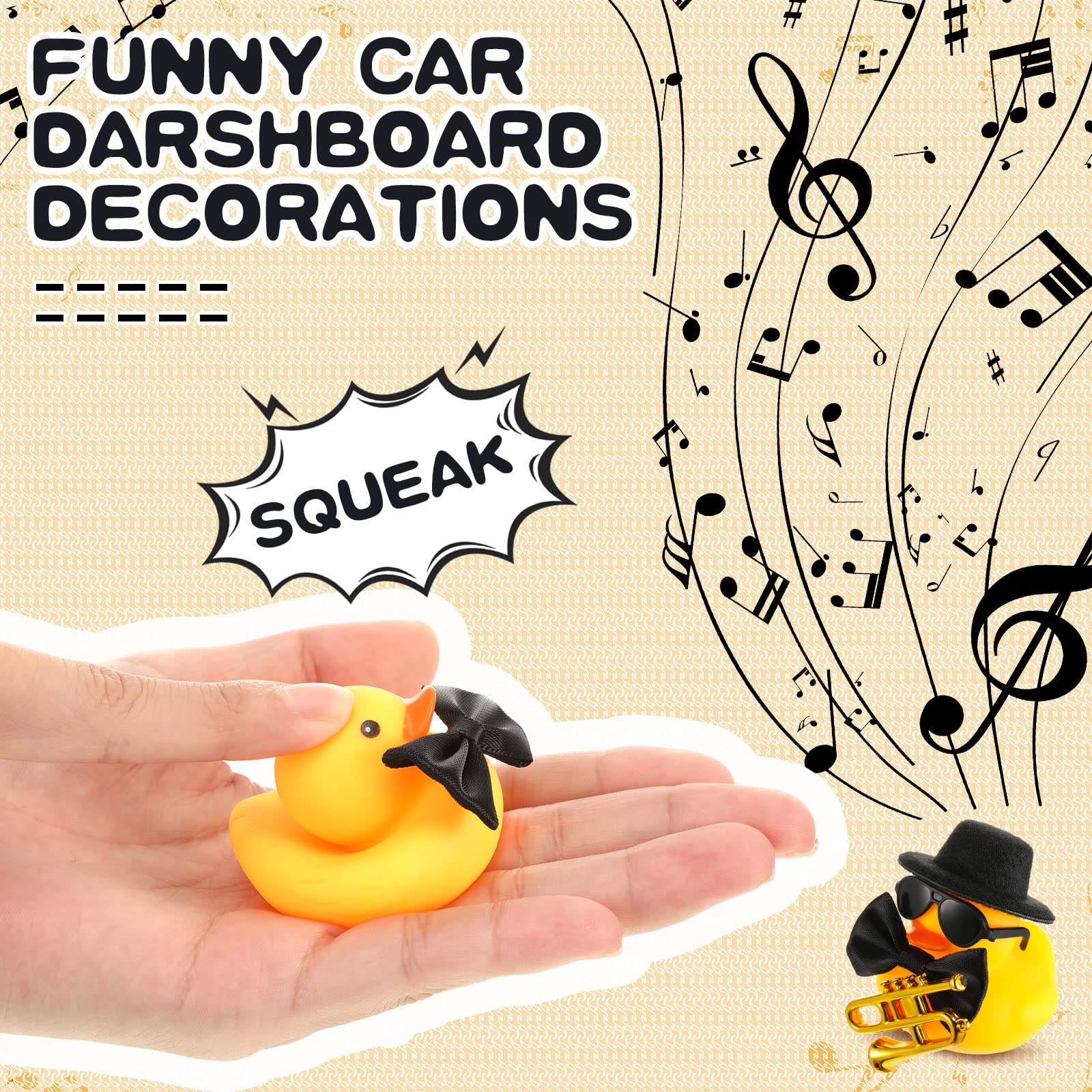 24 Sets Jazz Band Musical Instruments Rubber Ducks with Mini Felt Top Hats, Bowties, Instrument, Sunglasses, Bathtub Tiny Ducks Rubber Duckies Bulk for Ducky Baby Shower Game Birthday Party Pool Gift