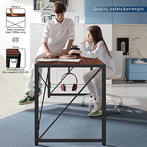 40 Inch Work Desk,Portable Folding Computer Desk,Home Office Desk,Study Writing Table,Gaming Desk Office Desk,Waterproof desk top, Easy Assemble Sturdy Home Office Table with Headphone Hook-BrownBrown