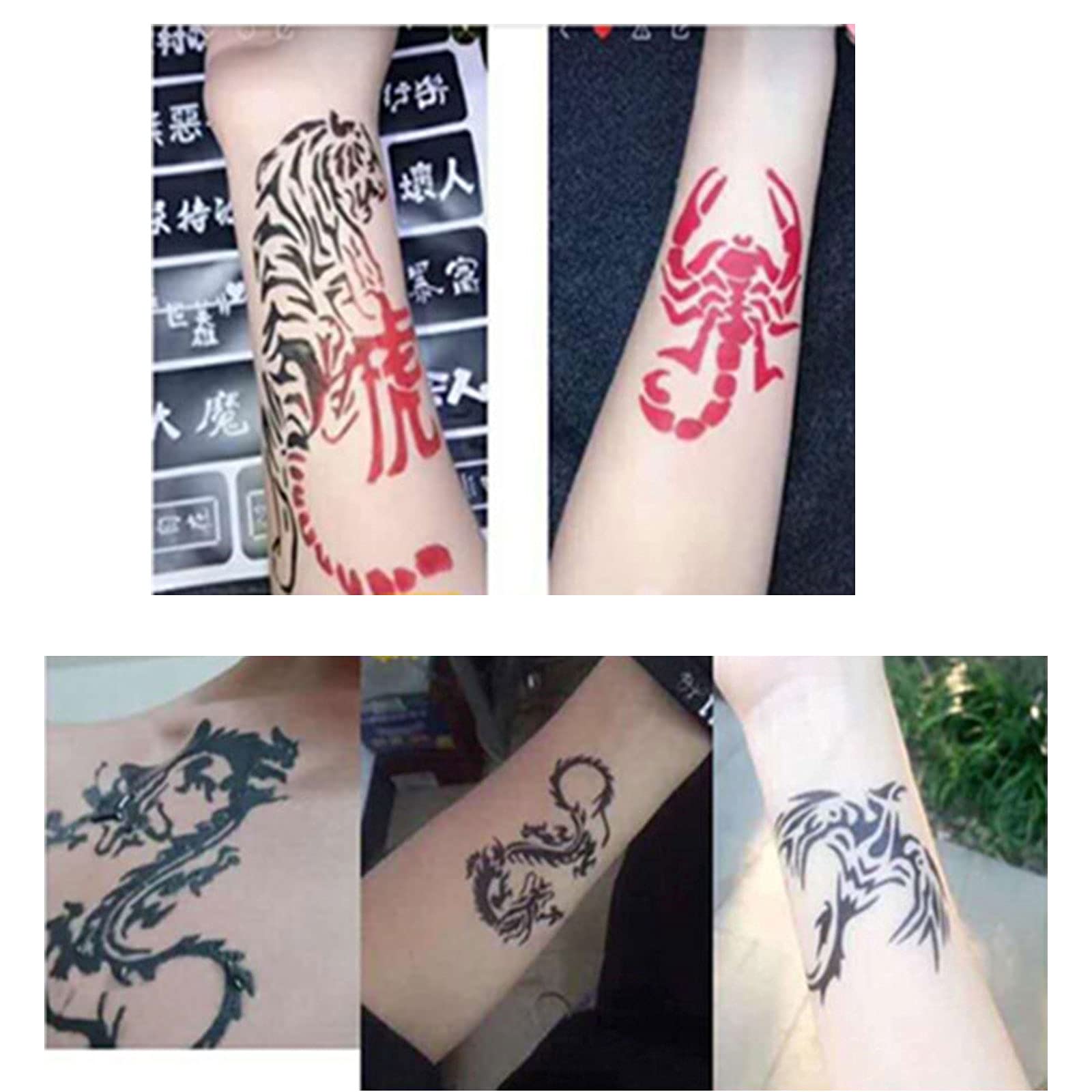 Henna Tattoos Stencils 10 Sheet Large Size Temporary Tattoo Templates Henna Stencil Reusable Body Tattoo Stencils for Men Boys Adult Teens