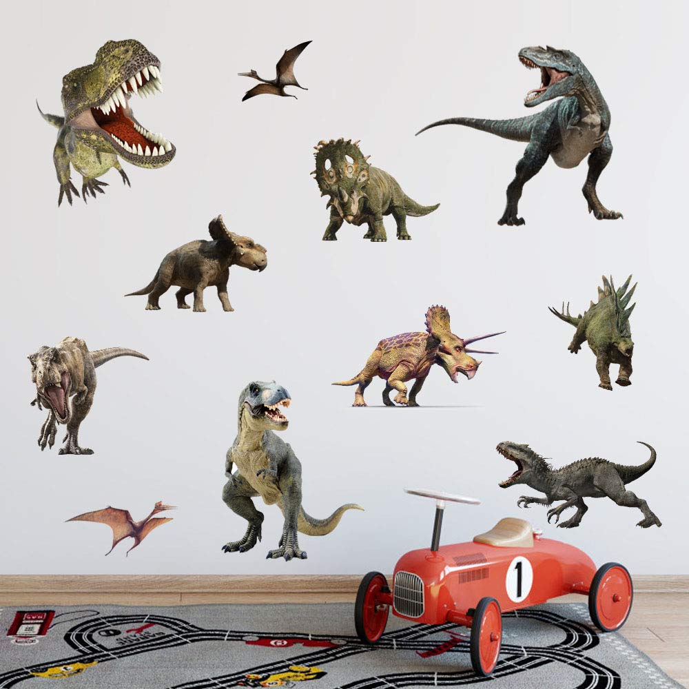 Dinosaur Wall Stickers for Boys Room, Peel & Stick Removable Wall Art Sticker Decals for Kids Bedroom Nursery Playroom Living Room Decoration