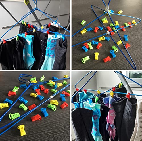 Alcrea® 32 Sock Clips for Washing Machine and Dryer, with Hanging Hook. Stop Pirates. Directly to The Drawer with The Clip on, Without Folding, Without Losing, or Pairing. The Socks’ Complete Cycle